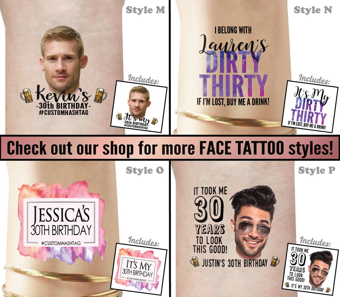 Dirty Thirty Tattoos - 30th Birthday Tattoo - Birthday Girl - Birthday ...