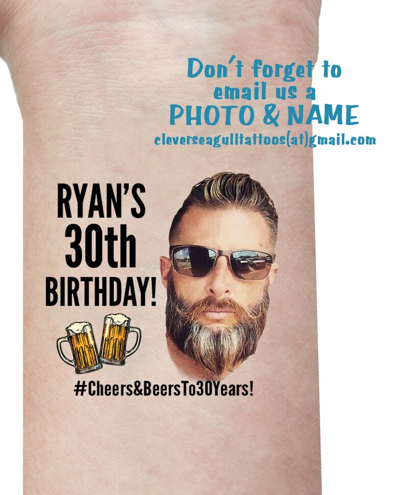 30th Birthday Party Custom Personalized Temporary Tattoos | 30th ...