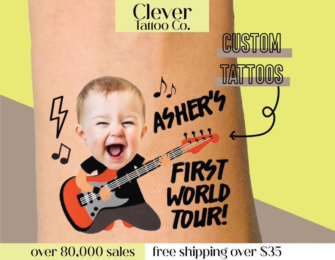 First World Tour, Rock N Roll First Birthday Party Temporary Tattoos ...