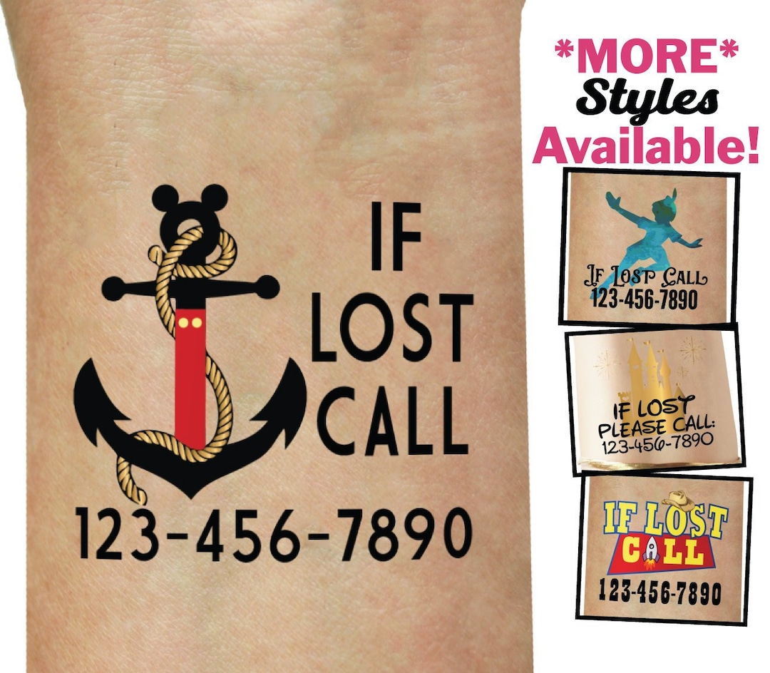 Set of Emergency Contact Temporary Tattoos - Phone Number Tattoo - If ...