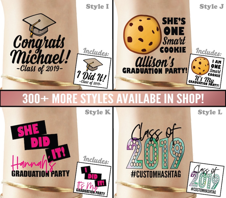 Grad Party Tattoos Graduation Party Milestone College - Etsy
