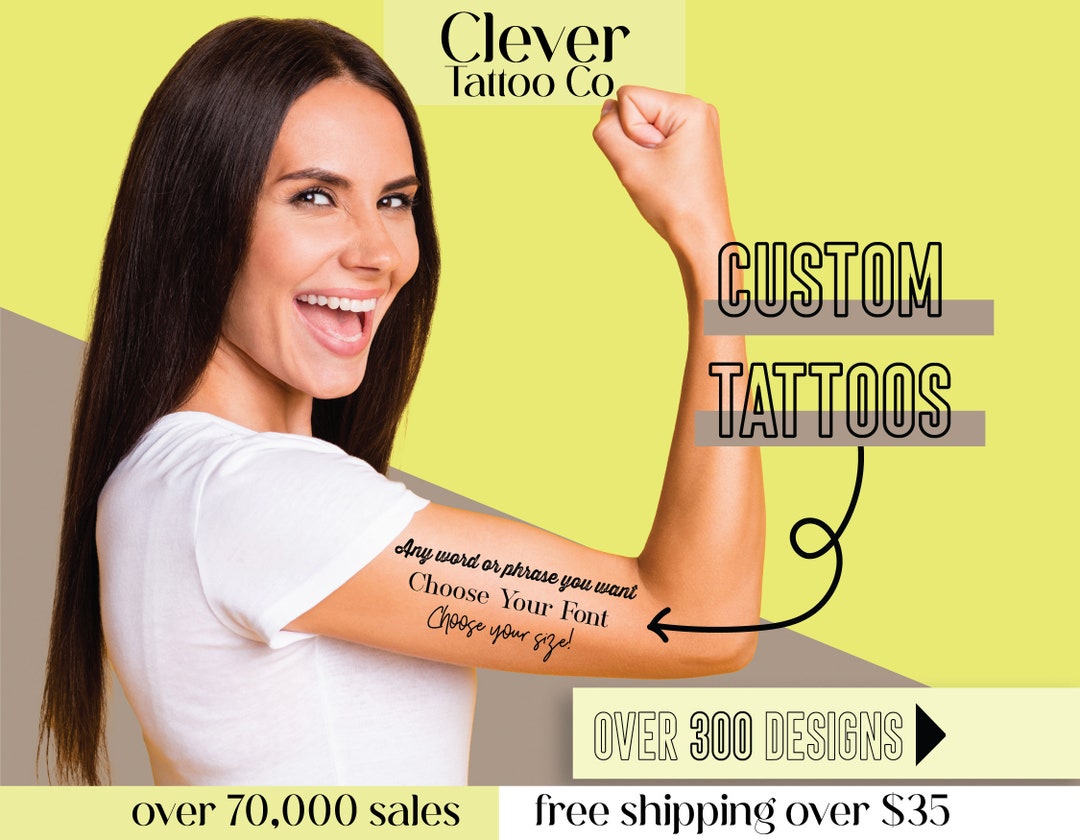 Custom Words Temporary Tattoo - Personalized Tattoos - Quote Tattoos ...