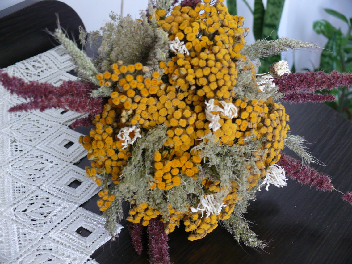 Dried Tansy Bouquet, Rustic Flower Arrangement, Mix - Etsy