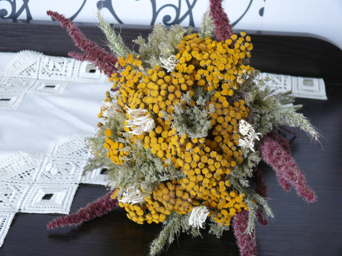 Dried Tansy Bouquet, Rustic Flower Arrangement, Mix - Etsy