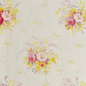 Vintage From France Yellow Pattern Cotton French Material Cotton Faded ...