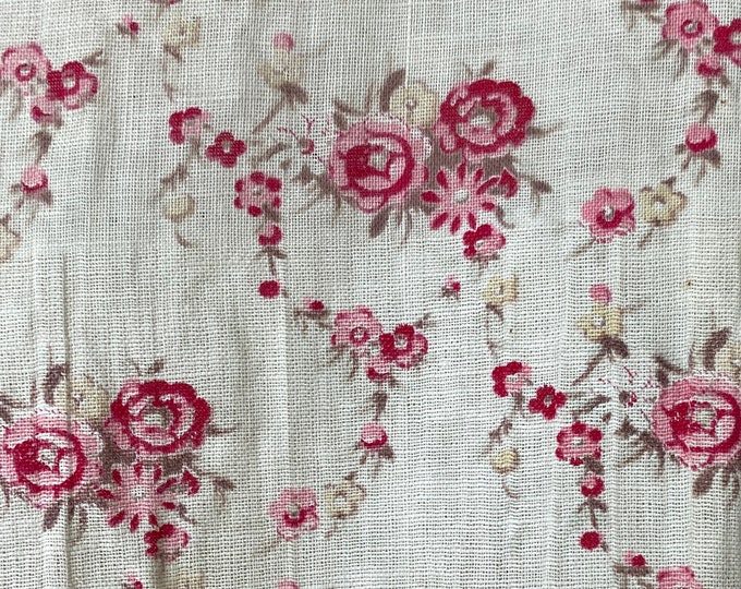 BEAUTIFUL French Fabric Material Faded Floral Patten Stylized 1920 - Etsy