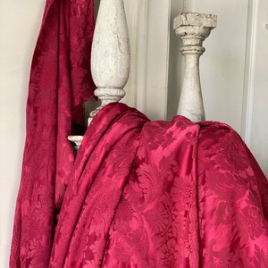 Antique French DIVINE Red Raspberry Pink Silk Damask Elegant Fabric ...