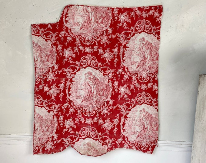 Antique English Toile " Old Ford Pastoral "peacock and Ruins Historic ...