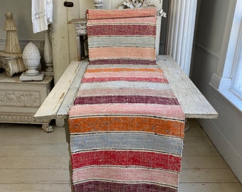European Rag Rug Hand Woven Vintage Plaid Striped Runner | Etsy