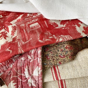 Project Bundle French Toile and Grain Sacking Trim Plaid Patchwork ...