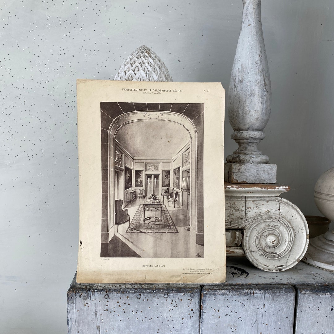 Antique French Paris Interior Design Image for Framing 1930's 30's ...