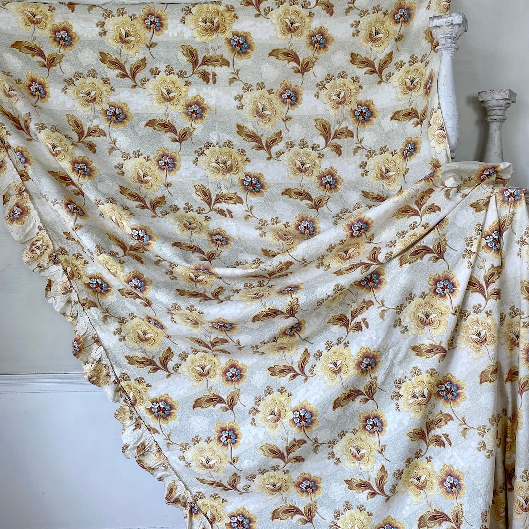 Antique French Curtain With Ruffle Textile From France 1900 Yellow ...