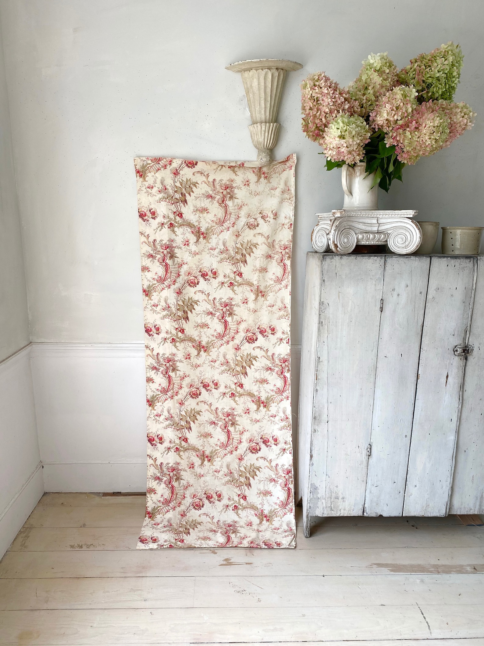 Antique French Floral Fabric C 1870 Printed Cotton Rococo - Etsy