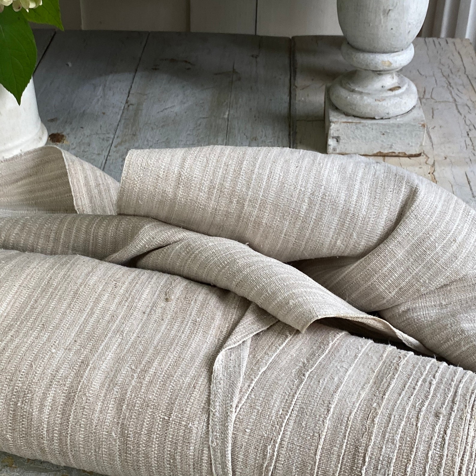 Organic Hemp Homespun Antique Linen Striated Striped Material - Etsy