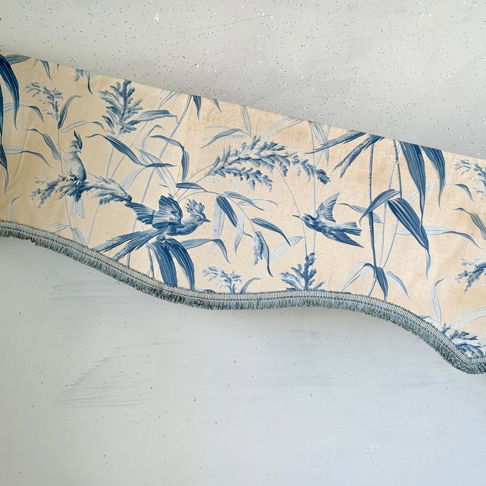 86x11 Blue Valance Curtain Pelmet 1870 Fabric Birds - Etsy