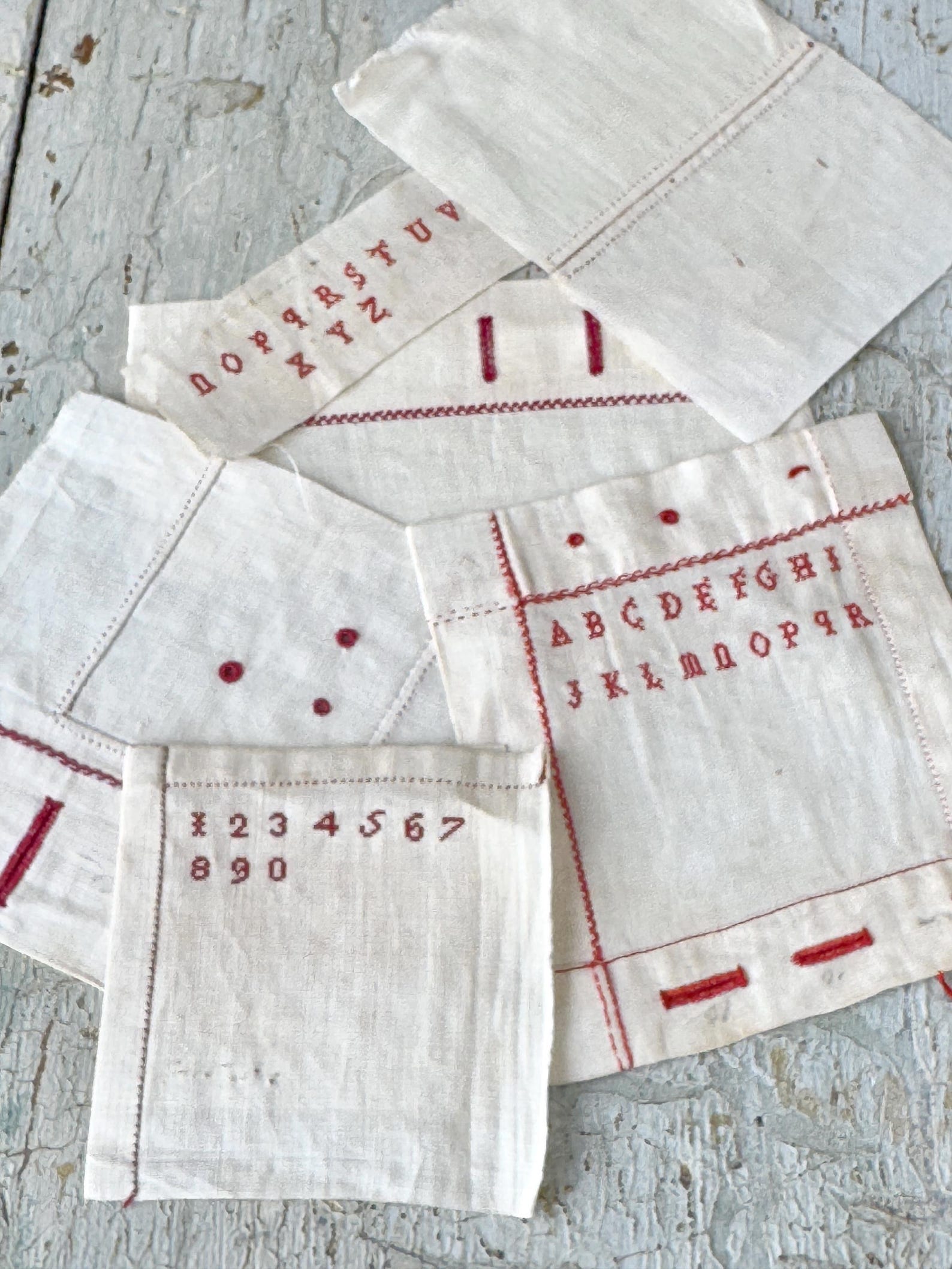 1800's Embroidery Sampler Samples Patchwork Antique Swatches Red Work ...