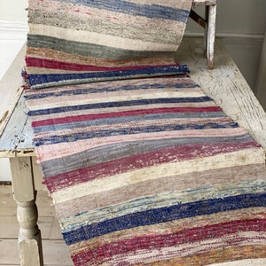 European Rag Rug Hand Woven Vintage Plaid Striped Runner Carpet ...