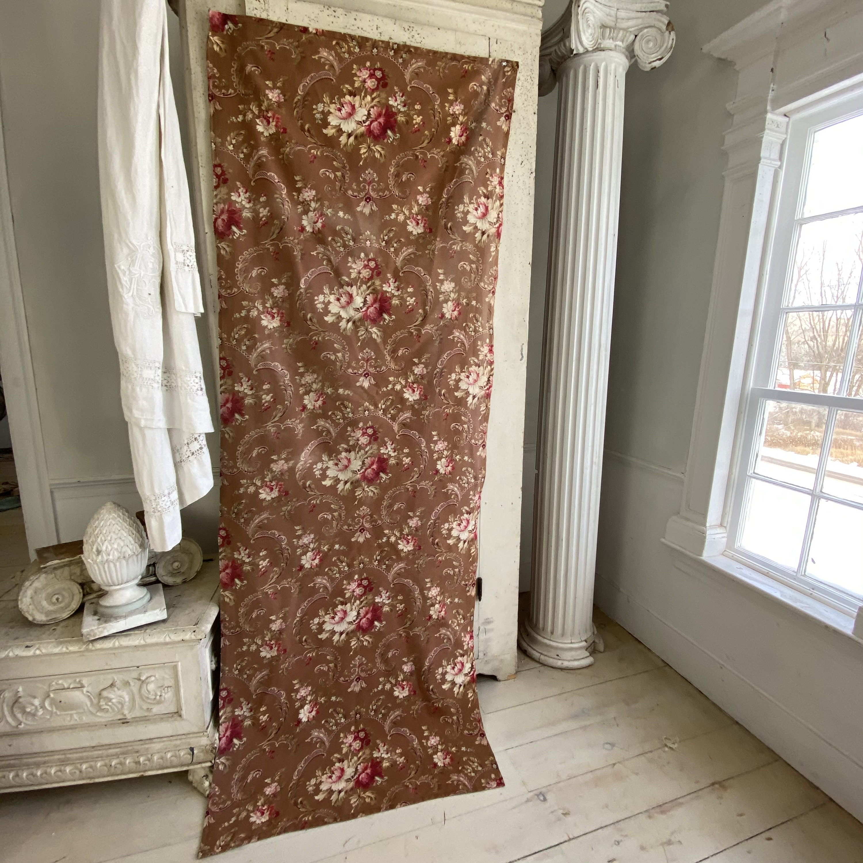 Brown Rococo French Fabric Material C 1900 Printed Cotton | Etsy