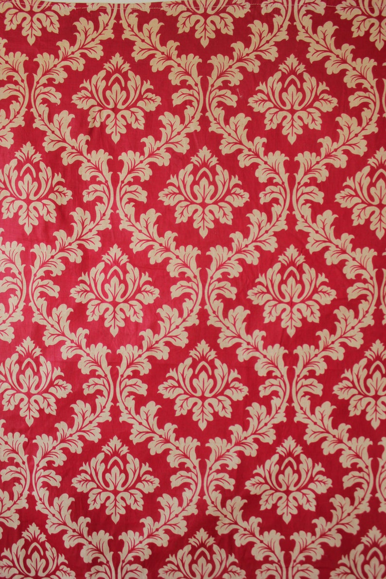 French Fabric Vintage Red Floral Glazed Cotton C1890 Crisp - Etsy