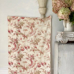 Antique French Floral Fabric C 1870 Printed Cotton Rococo Roses ...