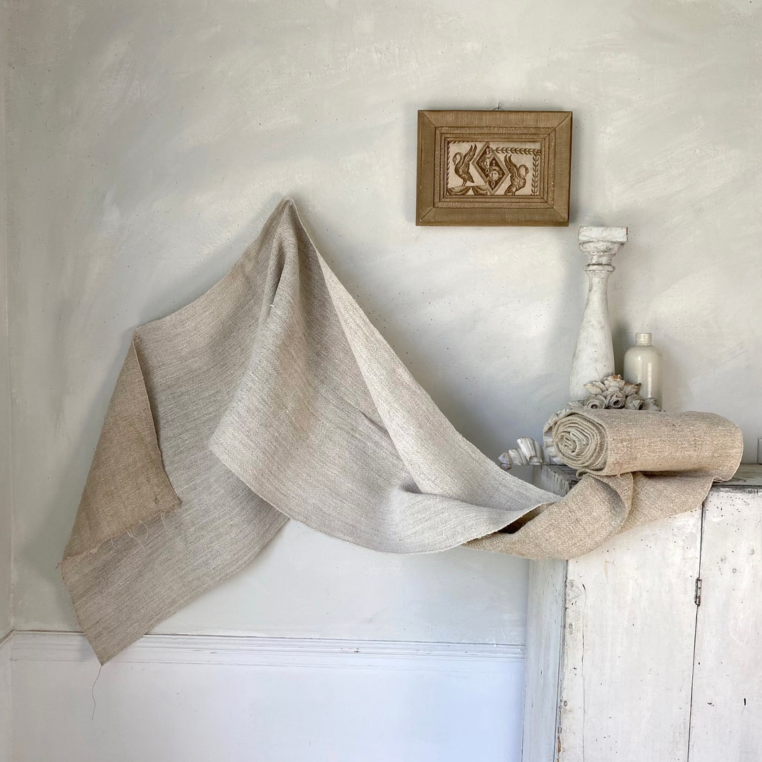 Homespun Linen Hemp Heavy Nubby Antique European Fabric Material NUBBY ...