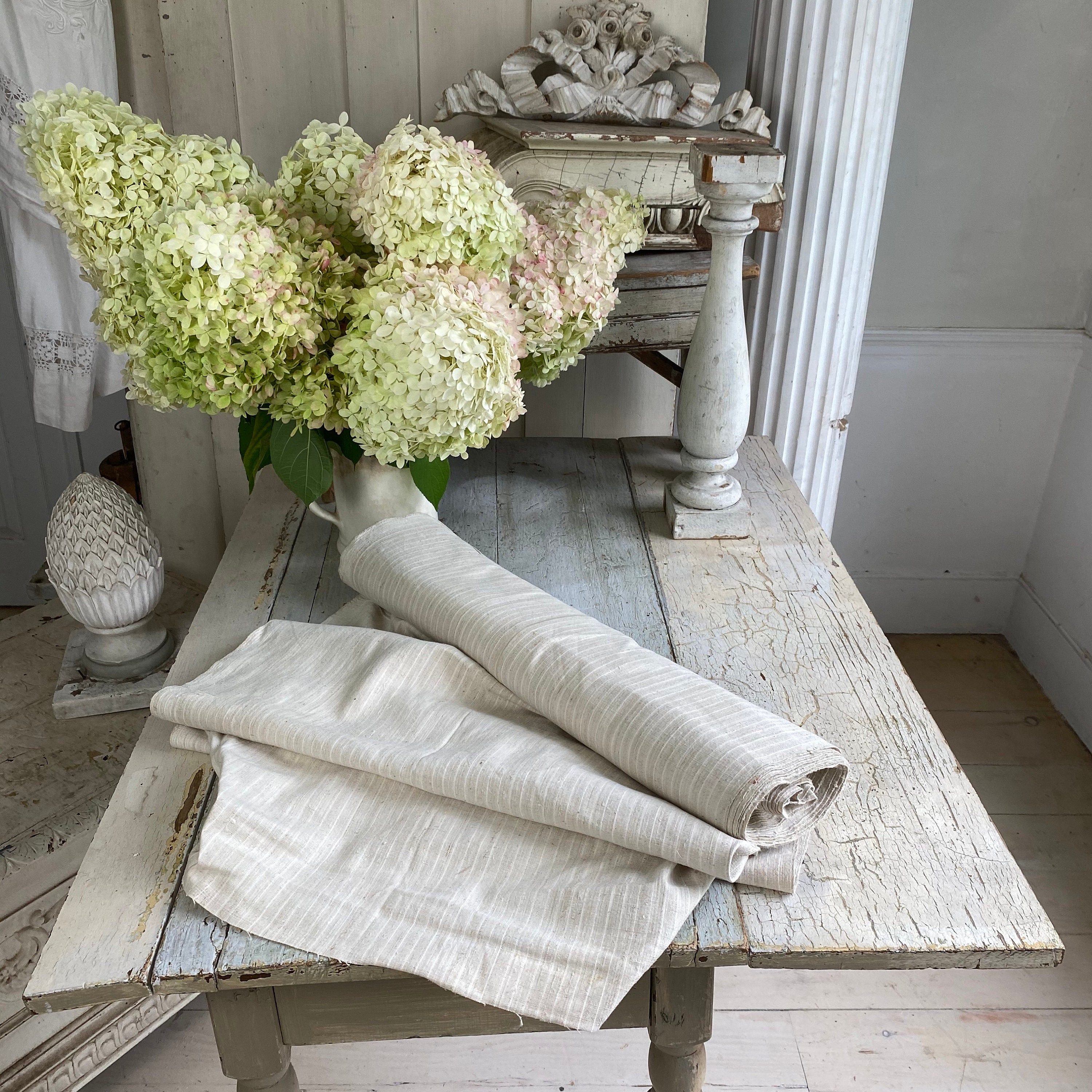 Organic Hemp Homespun Antique Linen Striated Striped Material | Etsy