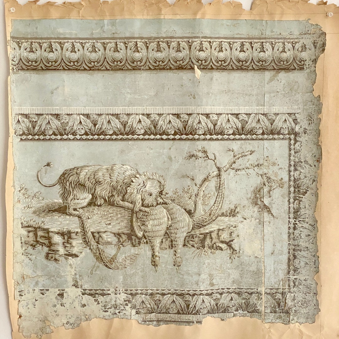 18th Century Wallpaper CELADON French Reveillon ? Antique Paper France ...