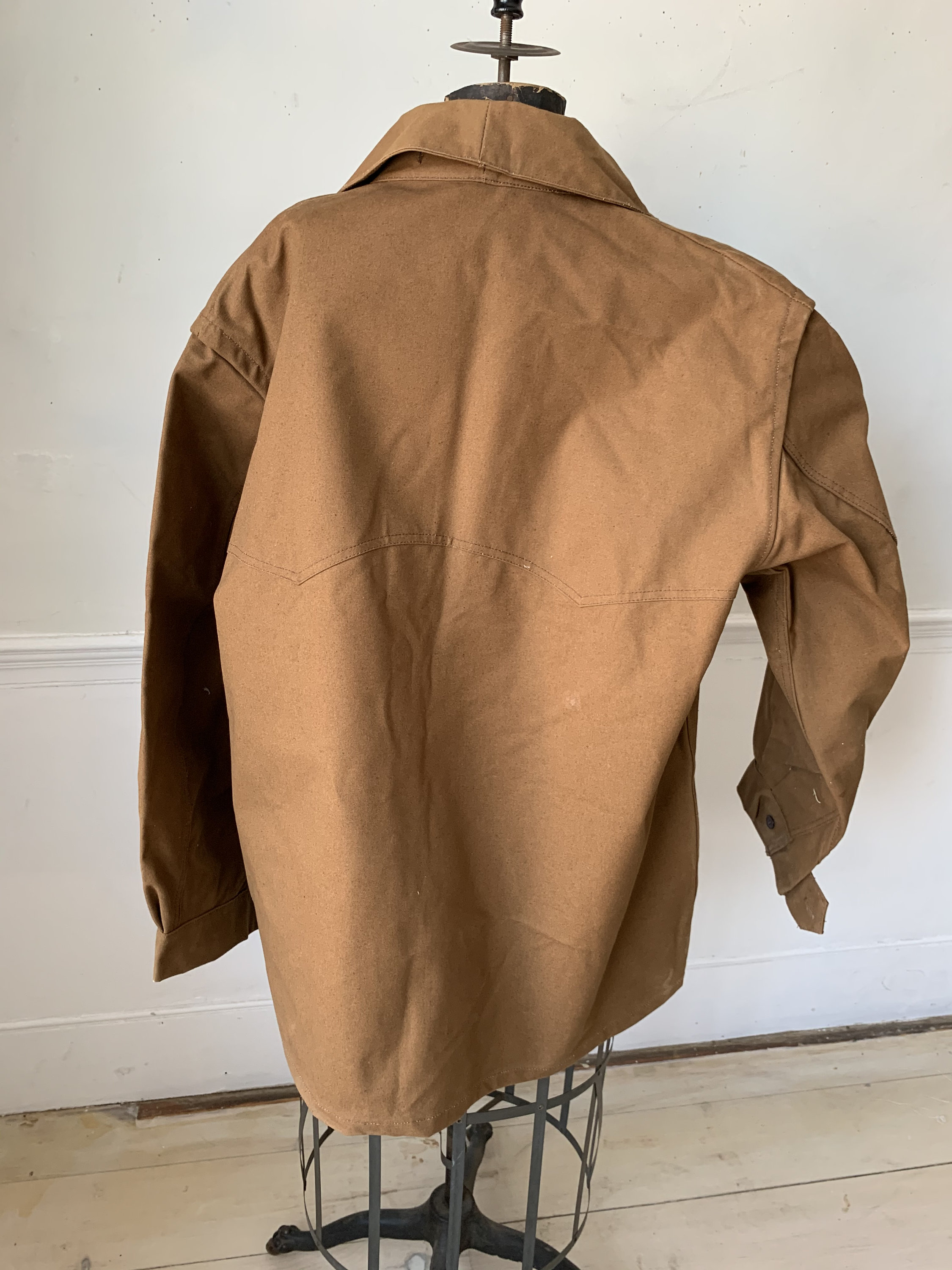 Vintage Canvas Jacket Heavy Brown Cotton Unused French | Etsy