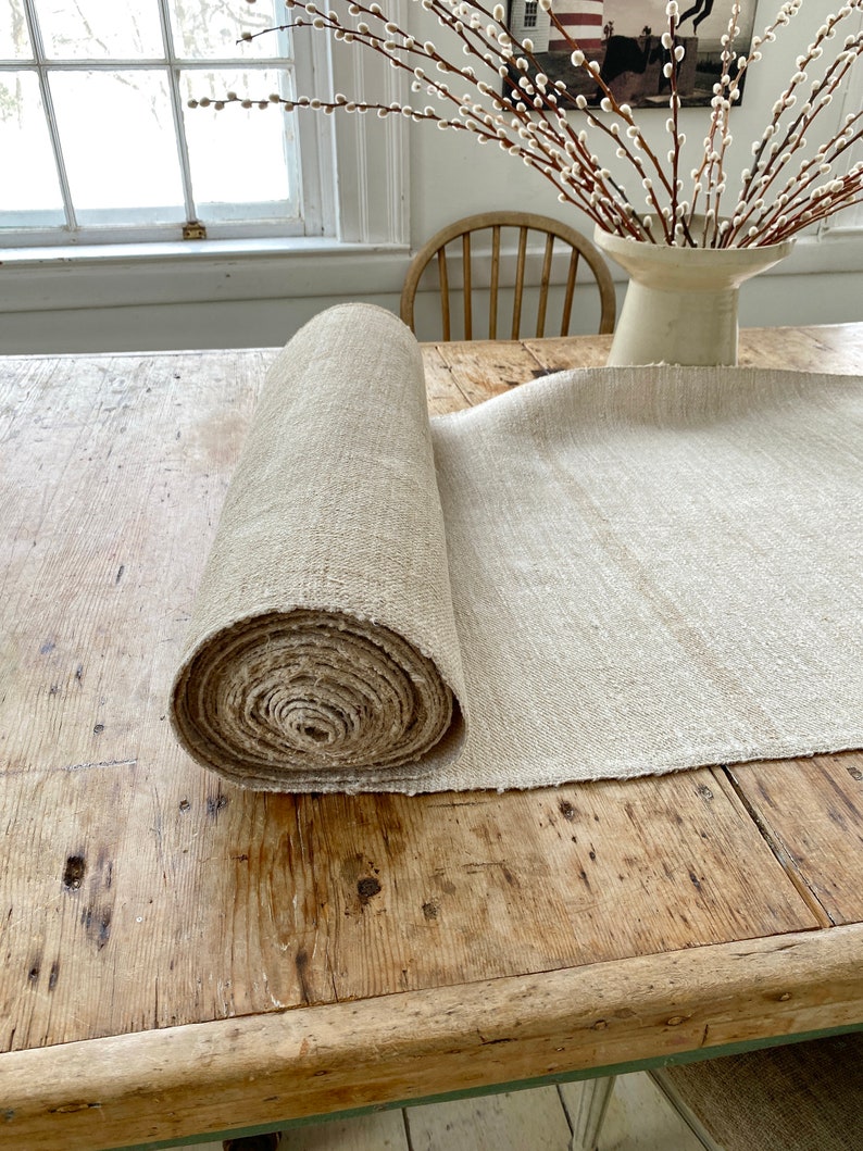 Per Yard Vintage Farmhouse Table Runner Antique Plain Linen - Etsy