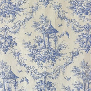 76x33 1890 French Purple Royal Blue Faded Fabric Cloth Country Cottage ...