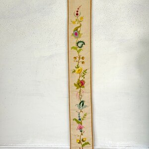 Vintage 1930's Bell Pull With Crewelwork Floral Embroidery Design ...