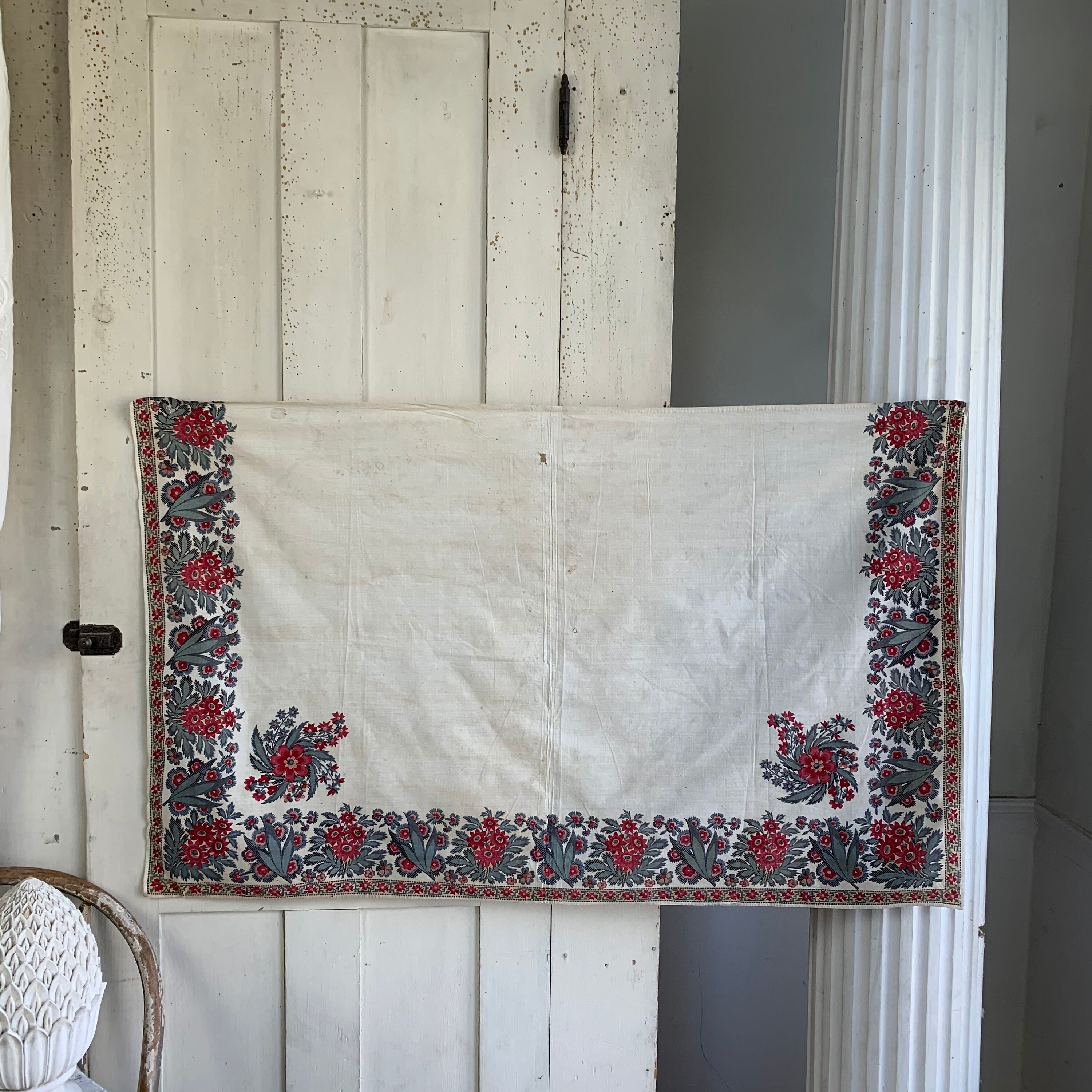 44 X 27 Antique French Fichu Fragment Scarf Resist and Hand | Etsy