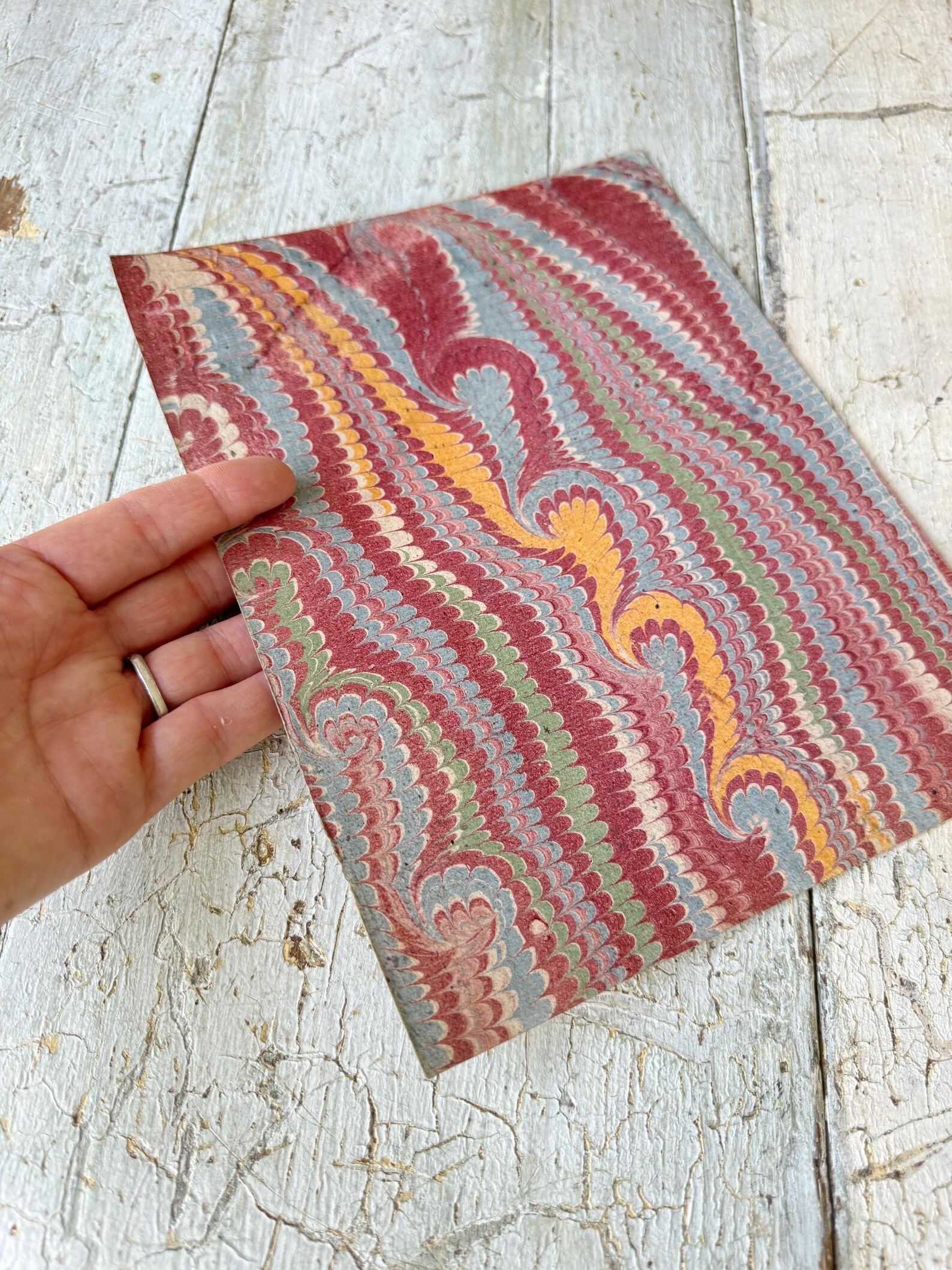 9.5x7.5 Antique French Marbled Paper ~ Hand-marbled Unique Art Paper ...