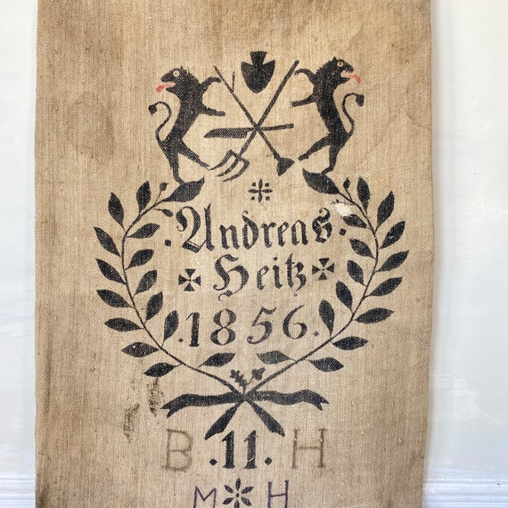 Antique 19th Century German Grain Sack Grainsack 1856 Hemp Bag | Etsy