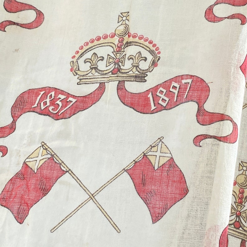 1897 Queen Victoria Diamond Anniversary Jubilee Commemorative Fabric ...