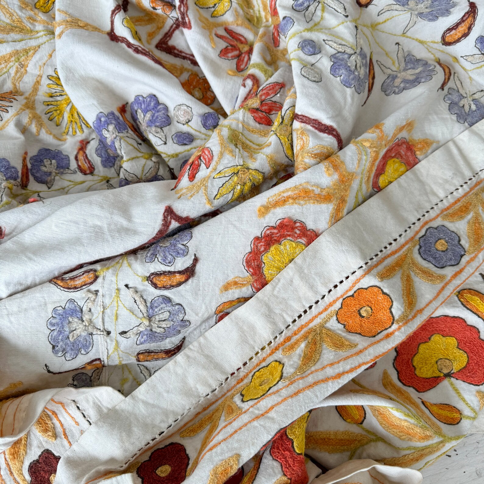 102x67 Crewelwork Curtain Tablecloth Bedcover Tapestry Wall Hanging ...