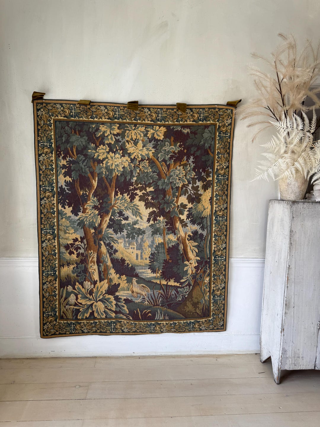 65x55 Vintage Medeival Old French Antique Tapestry Wall Hanging Art ...