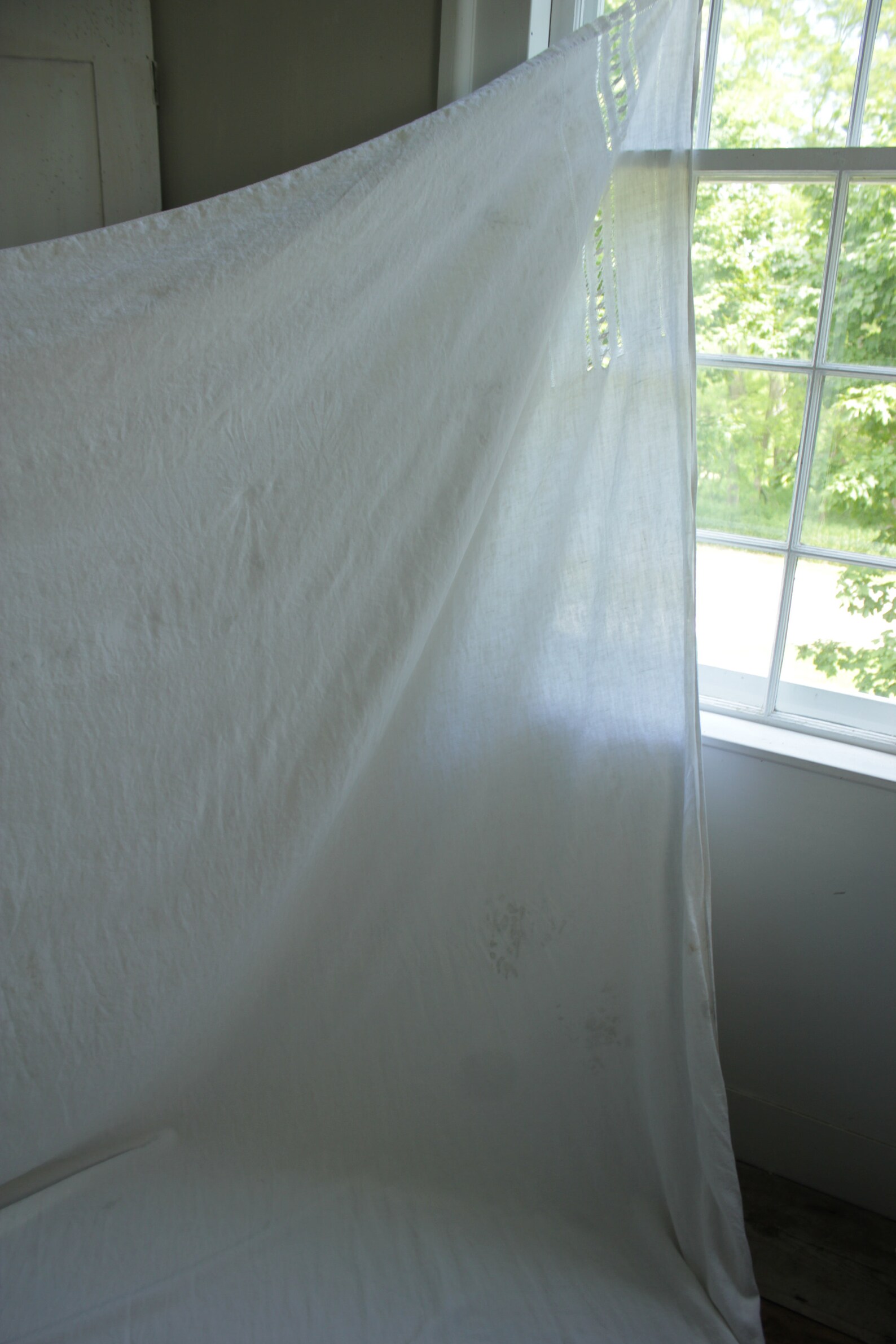 Large Antique White Sheet With Lace Fold Down Corner Details | Etsy