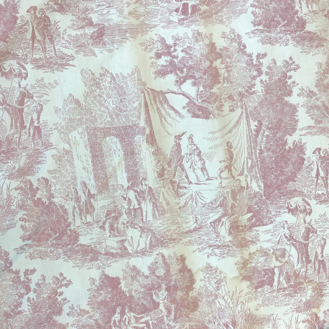 Pictorial THEATER PINK Scene Toile De Jouy Red Antique French Curtain ...