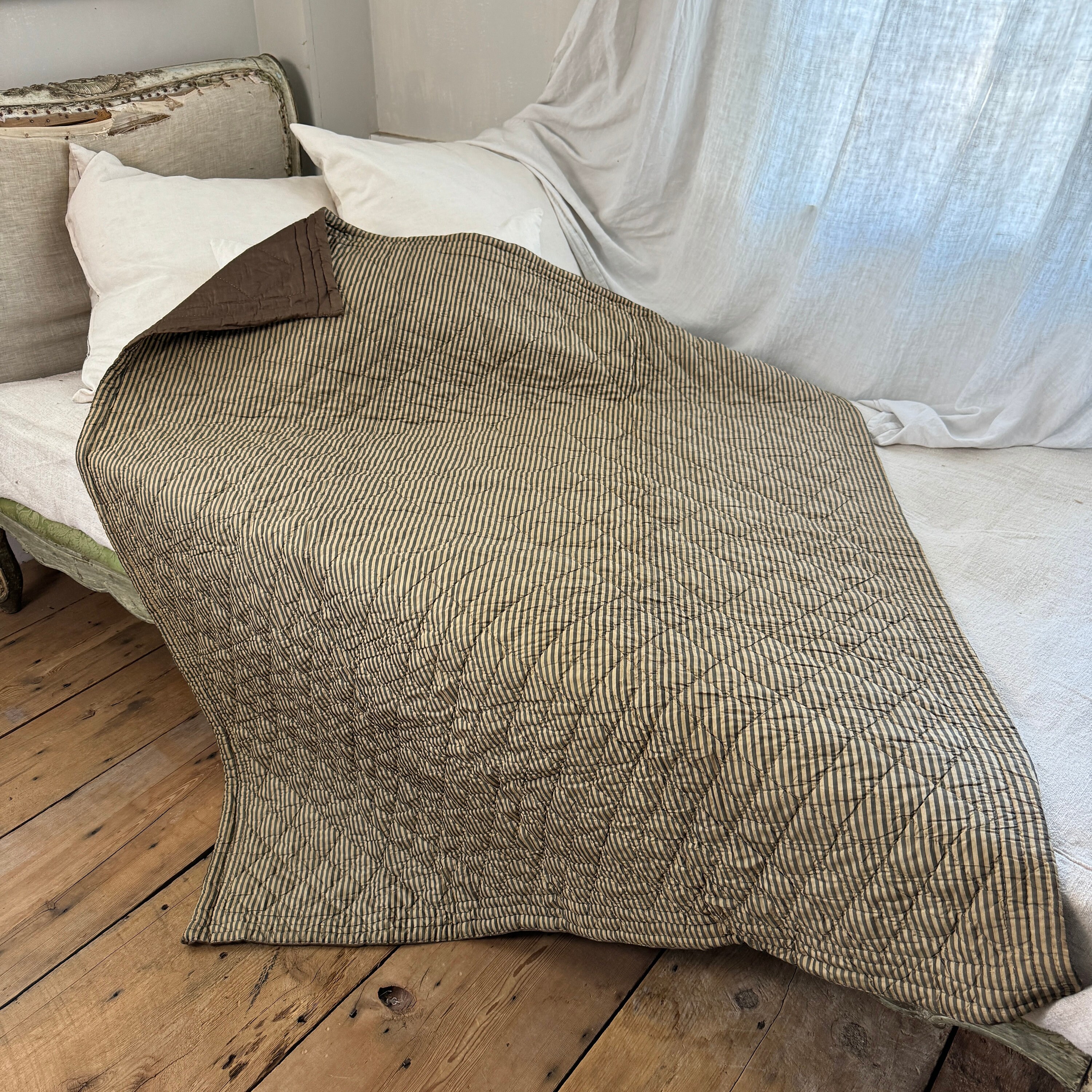 1830 MUSEUM Worthy ( 1 of 2) RARE MASCULINE 49x55 Silk Quilt Striped ...
