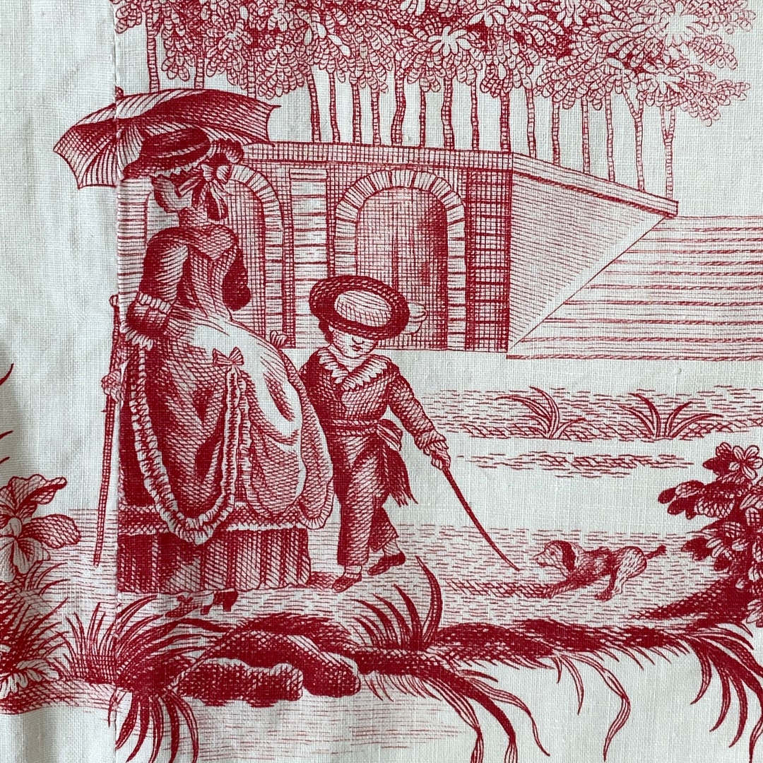 106 Inches LONG Romantic French Country Curtain Toile De Jouy Red White ...