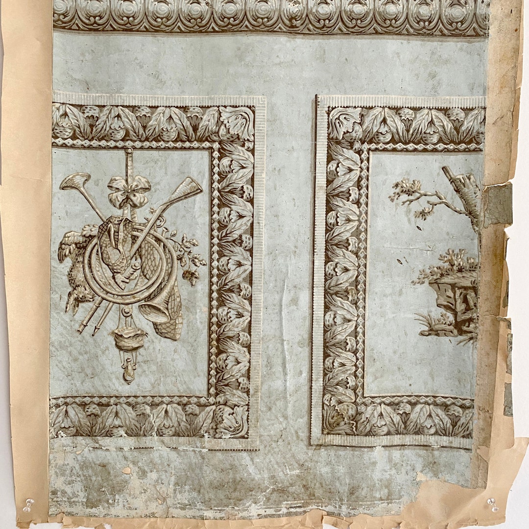 18th Century Wallpaper CELADON French Reveillon ? Antique Paper France ...