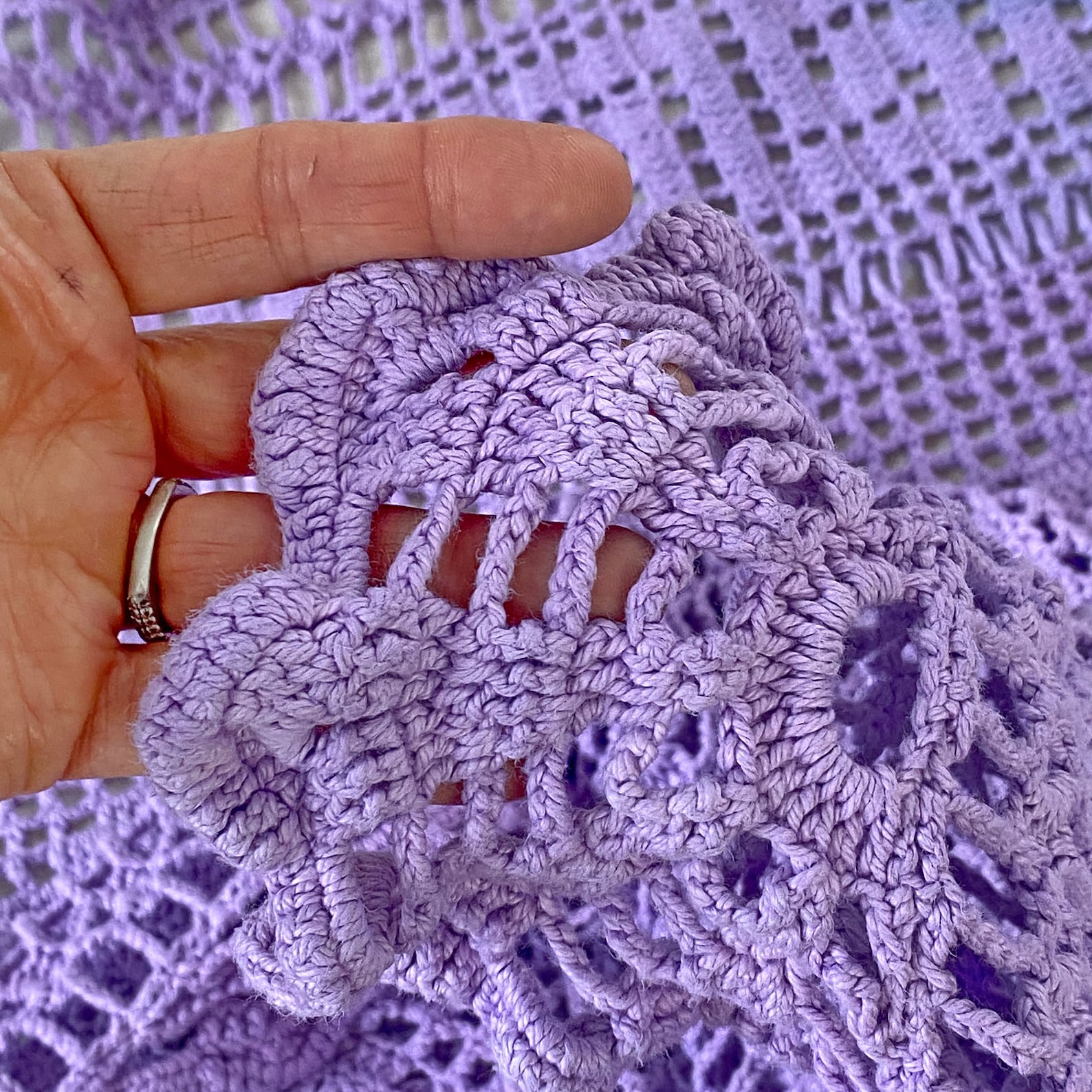 MASSIVE Purple Dyed Antique French Crocheted Textile Crochet - Etsy