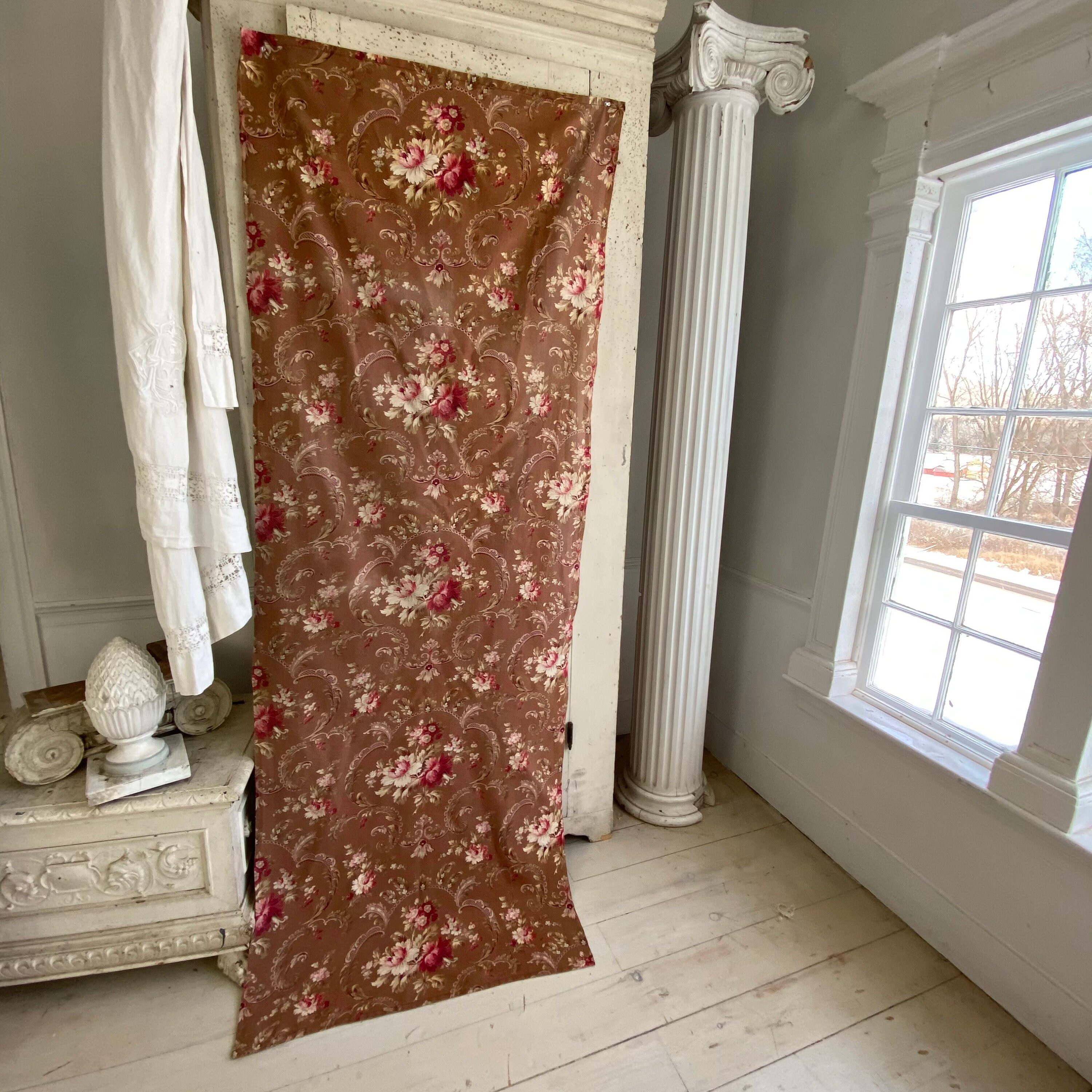 Brown Rococo French Fabric Material C 1900 Printed Cotton | Etsy