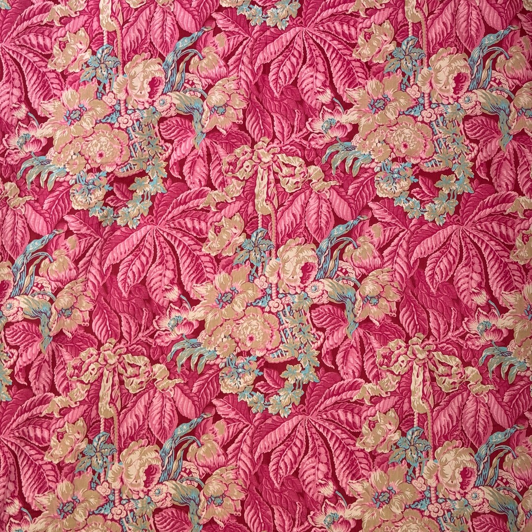 89x55 Vintage 80's? Red Pink Blue Large Scale Pattern Fabric Material ...