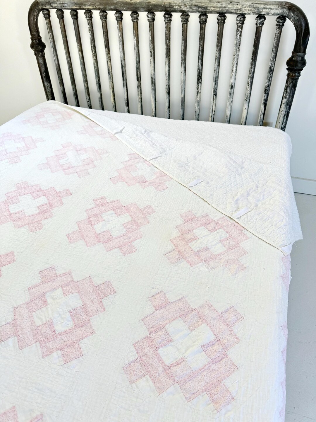 79x79 FADED PINK Antique Patchwork Quilt Wall Art Hanging Light Weight ...