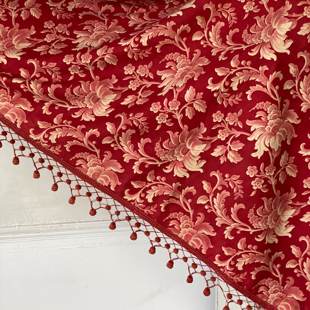 99x41 Antique 1860 Red Curtain With Passementerie Trim Red Old French ...