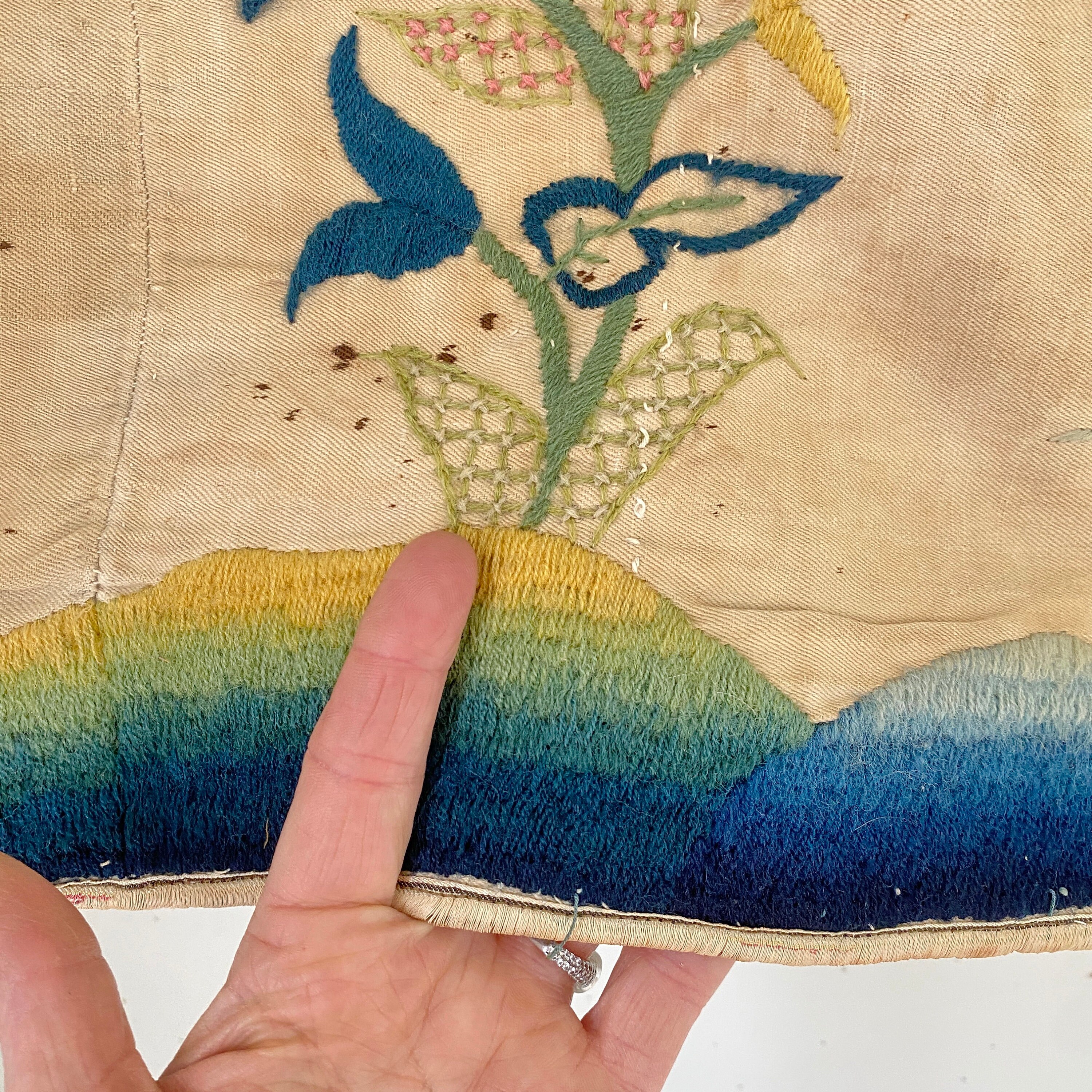 English Crewelwork Antique 18th Century 17th ? Embroidery Embroidered ...