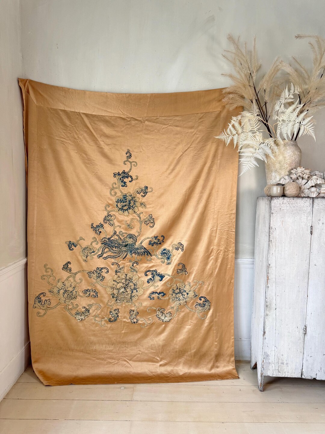 81x61 17th / 18th Wall Art Hanging Tapestry Slips Applique Embroidery ...