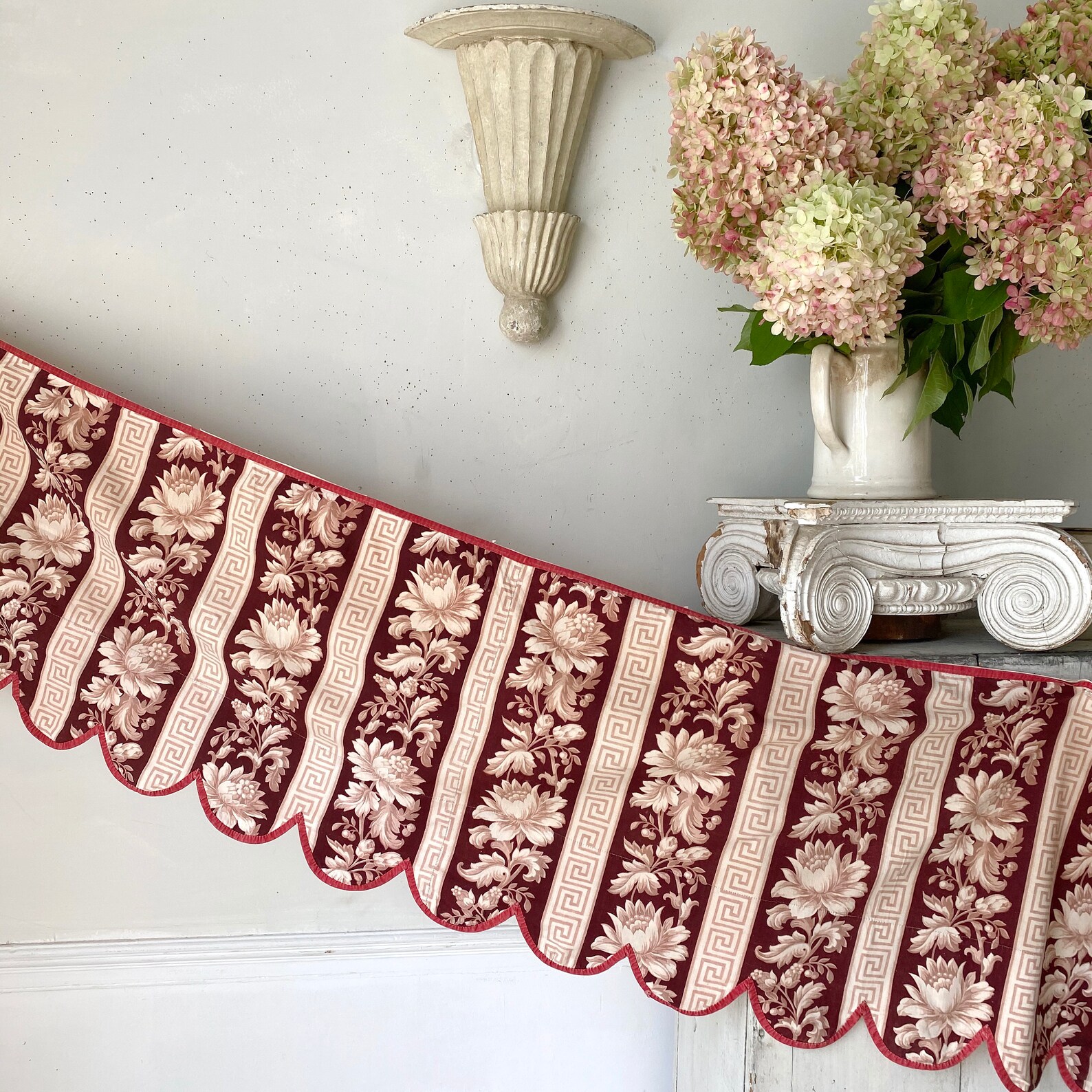 French Antique Valance C 1830 Madder Brown Fabric Vintage - Etsy